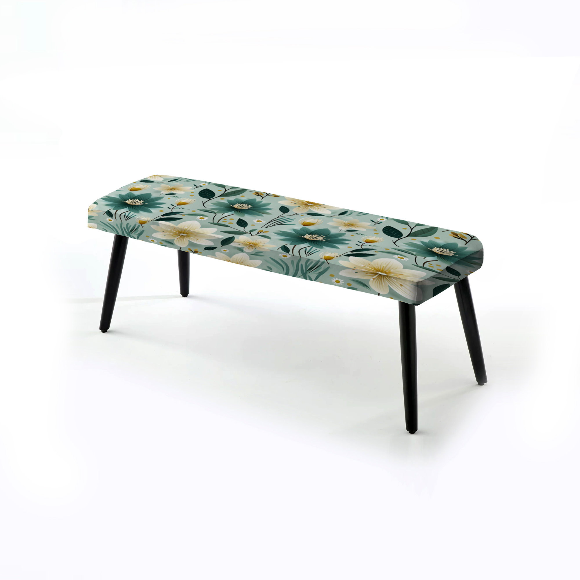 Design Art Vintage Romance Green Marvel Blooms - Floral Upholstered ...