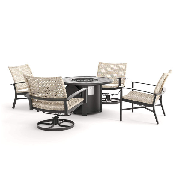 Winston Jasper 5 Piece Fire Pit Chat Set (2 Lounge Chairs, 2 Swivel ...