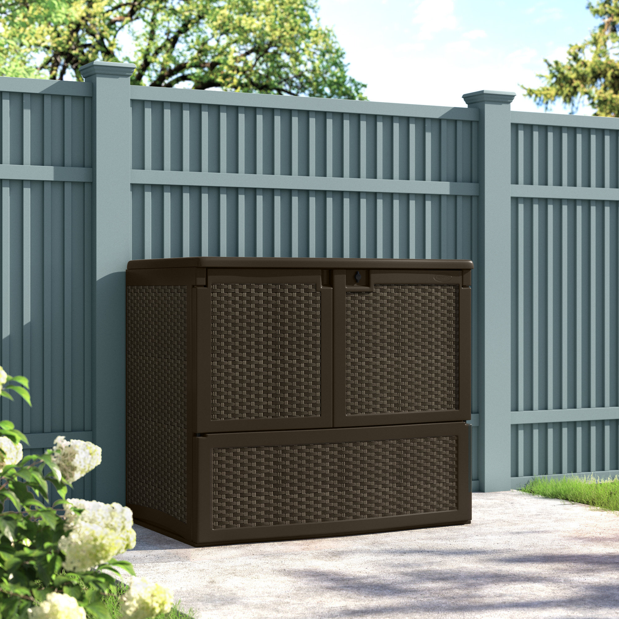 Suncast Outdoor Java 4 ft. W x 2 ft. 7 in. D Horizontal Storage Shed ...