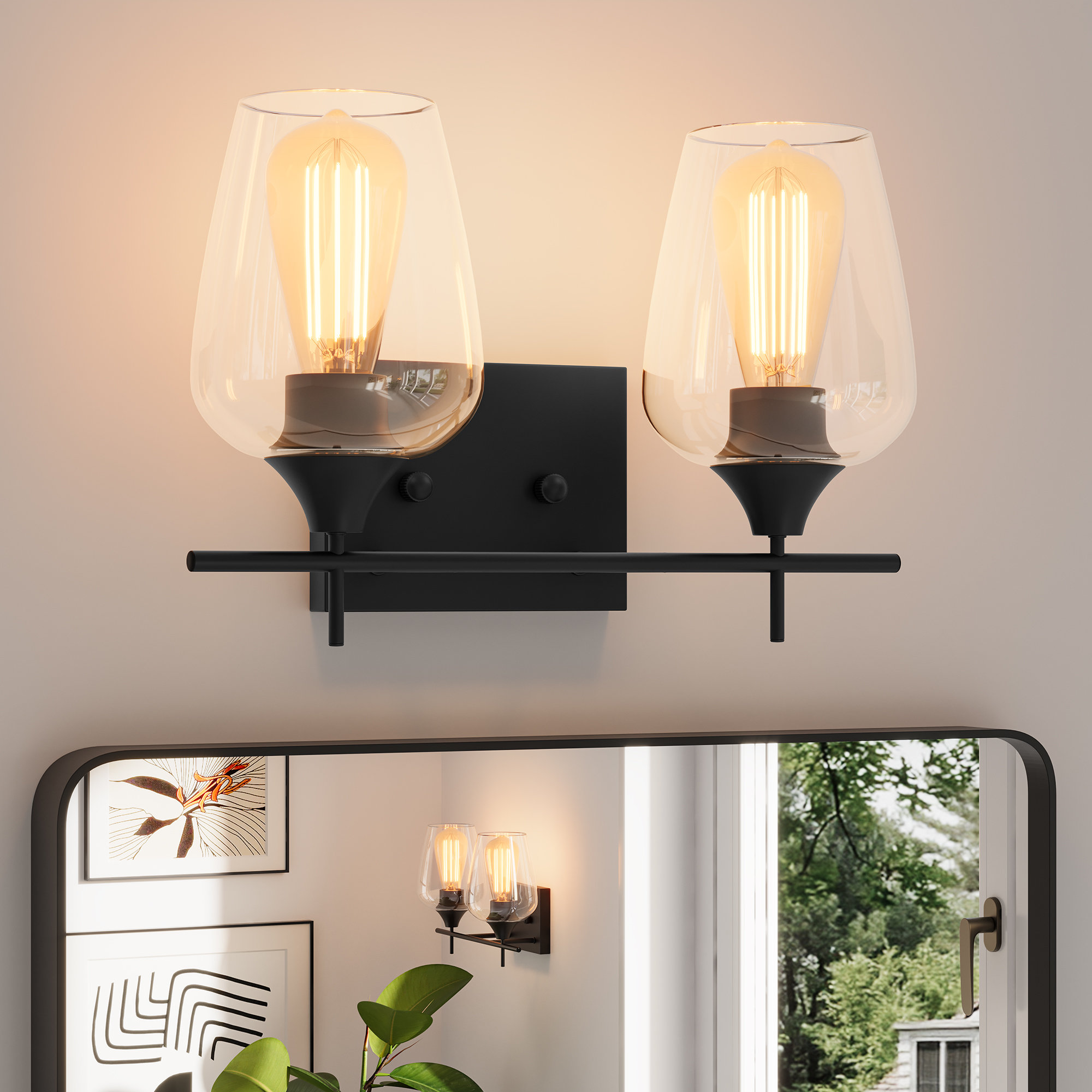 17 Stories Thallo 2 lightS Black Wall Sconces | Wayfair