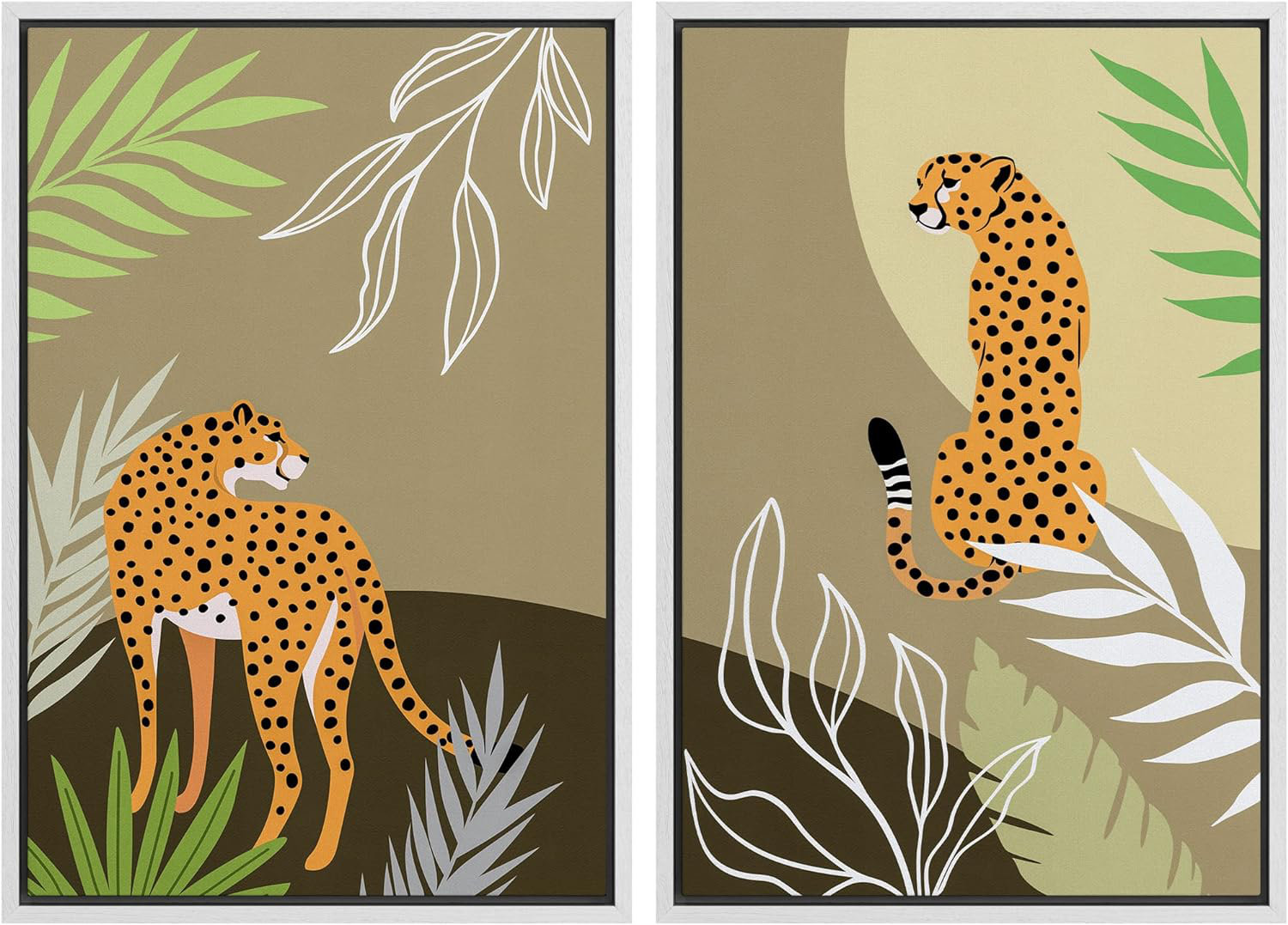 IDEA4WALL Bright Preppy Animals Jungle Cheetahs Tropical Palm Leaves ...
