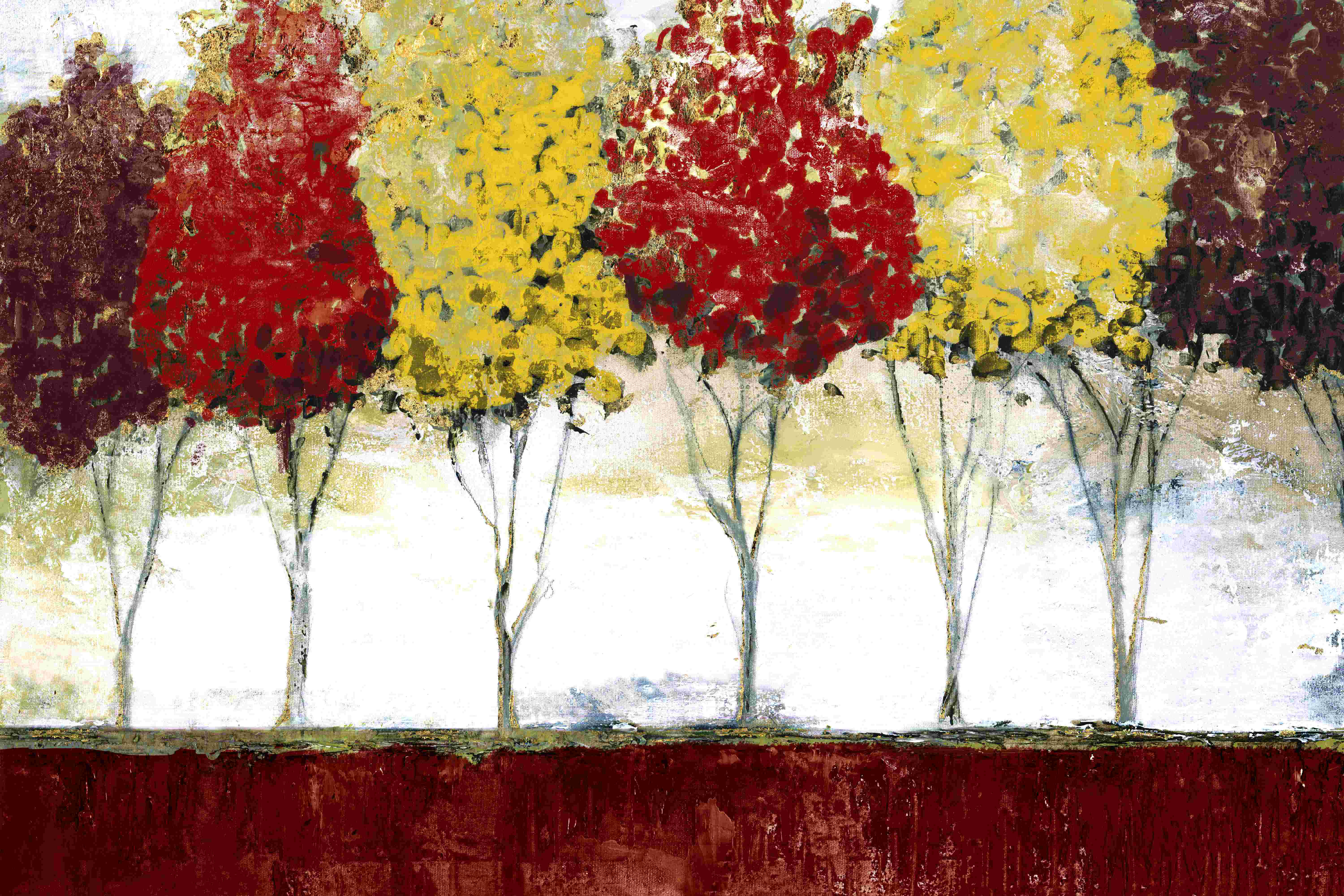 Winston Porter Warm Treeline 2 - Wrapped Canvas Painting | Wayfair