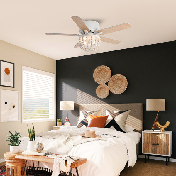 Dakota Fields Boho 48" 2-Light White Flush Mount Caged Ceiling Fan with ...