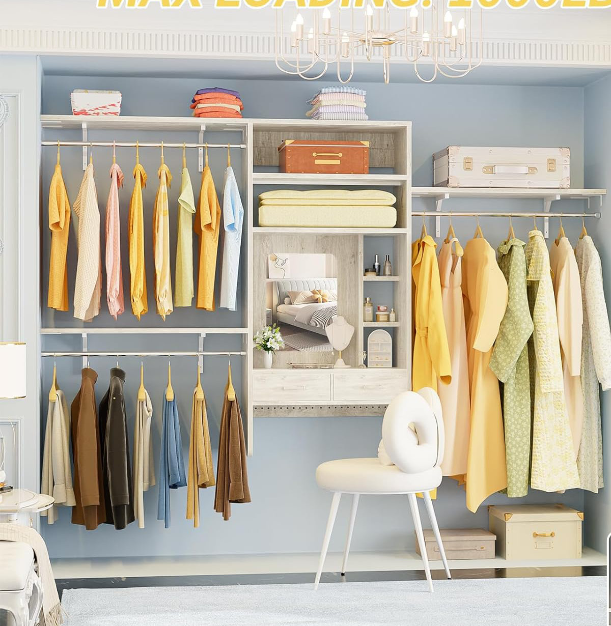 Rebrilliant 8FT Wall Mounted Closet System with Vanity Desk | Wayfair