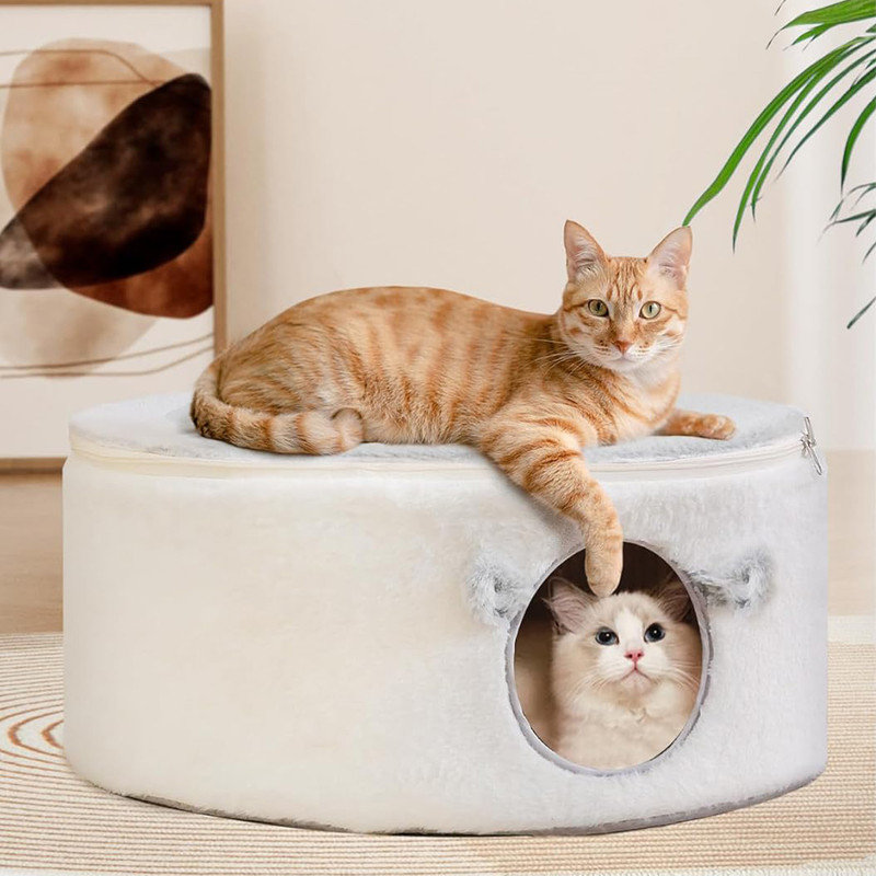 Tucker Murphy Pet™ Cat Bed, Fluffy Cat Cave Large Enclosed Cat House ...