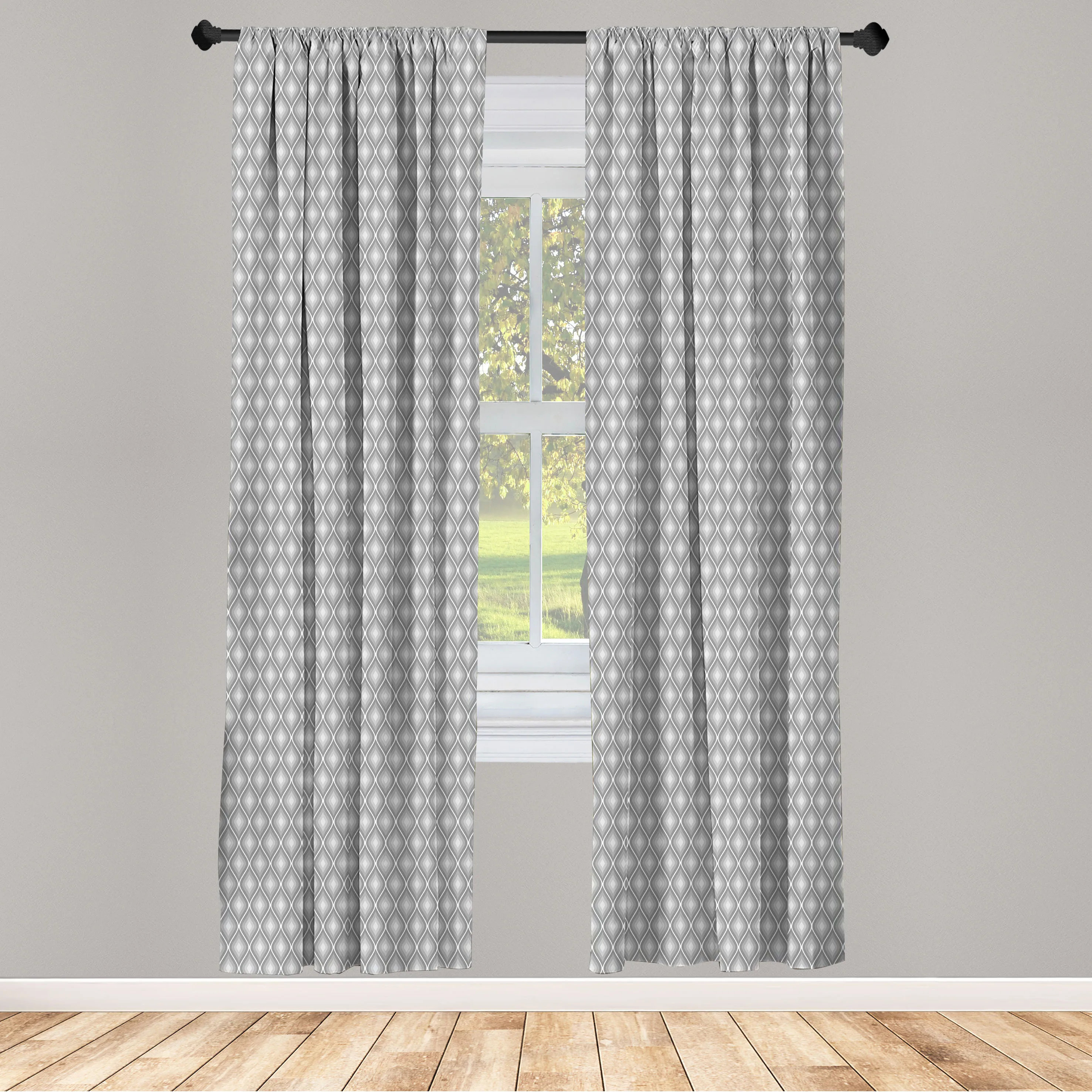 East Urban Home Rhombus Forms Semi-Sheer Rod Pocket Sliding Panel | Wayfair