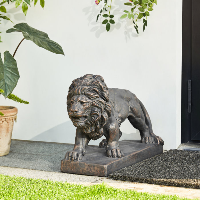 Astoria Grand Lokman Lion Animals Magnesium Oxide Garden Statue | Wayfair