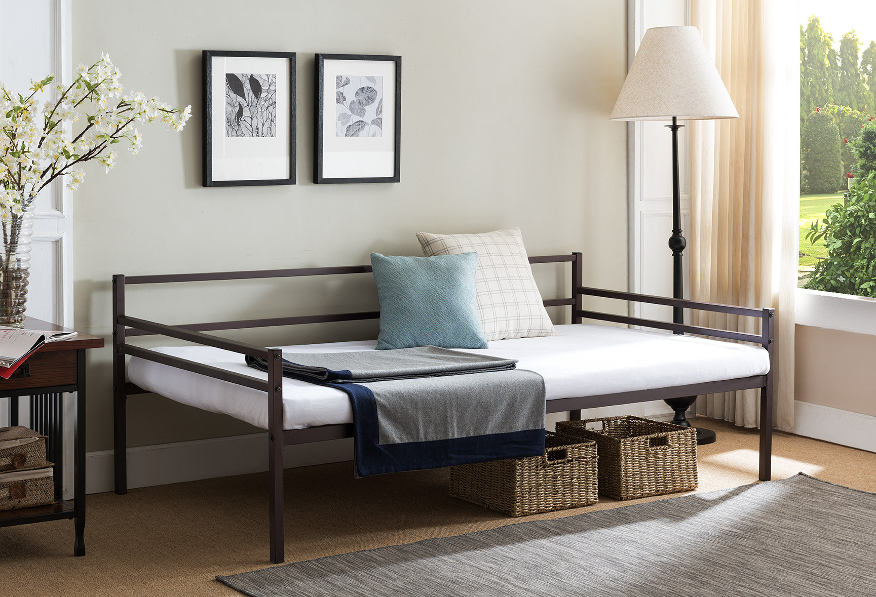 Winston Porter Bertrum Modern Metal Twin Size Daybed Frame with Metal ...