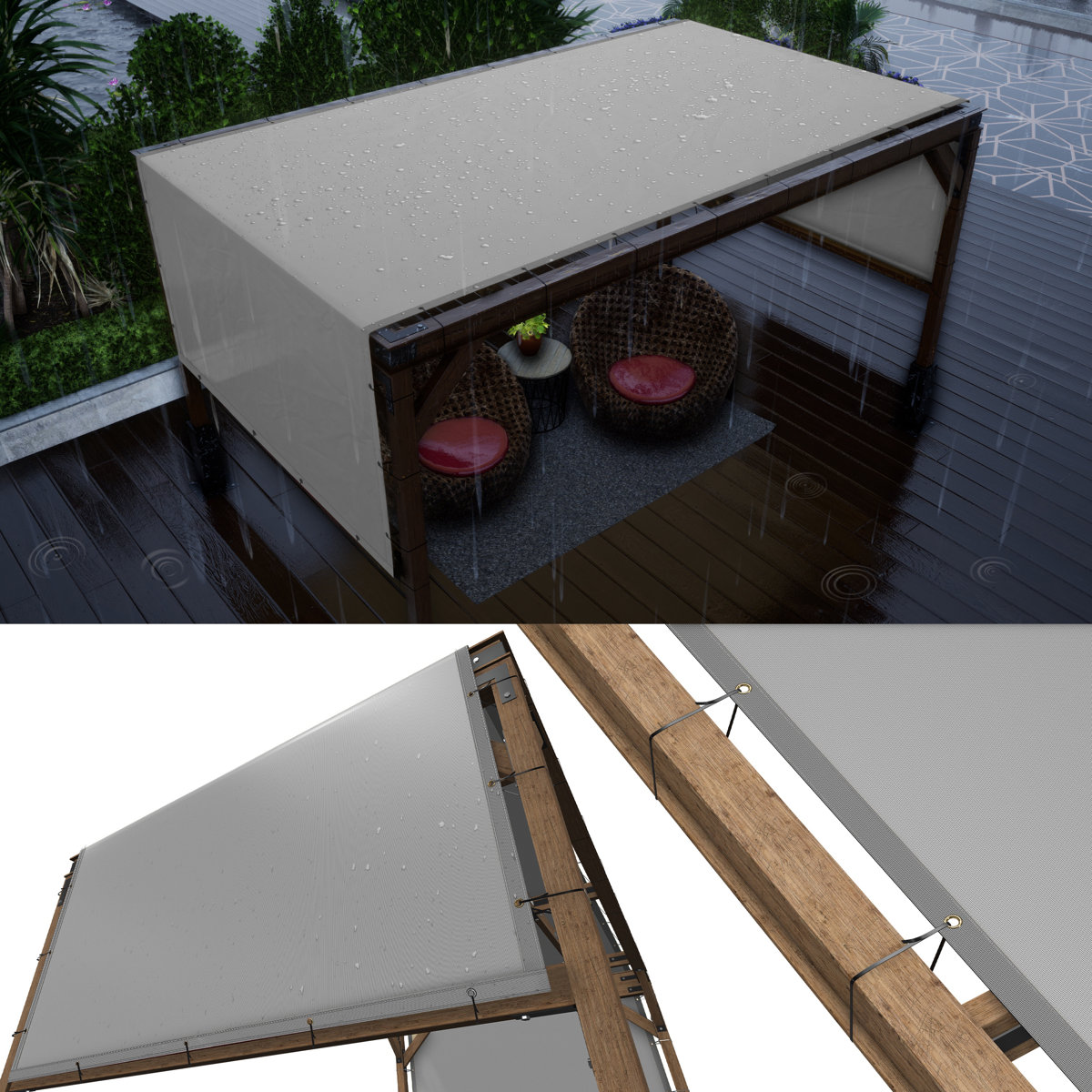 ColourTree Waterproof Pergola Shade Canopy Replacement, 260 GSM UV ...