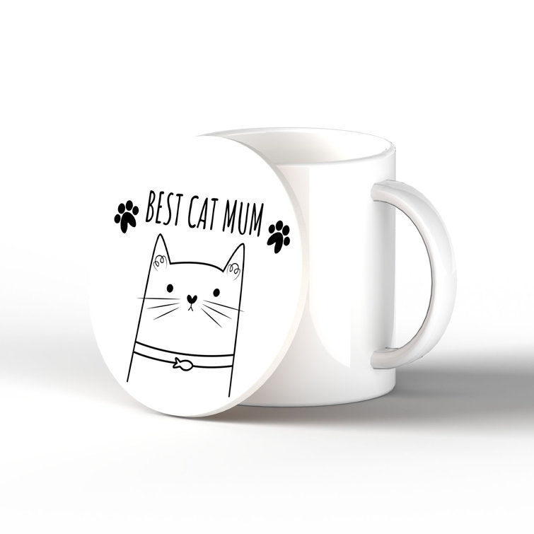 Maturi BEST CAT MUM CERAMIC ROUND COASTER | Wayfair.co.uk