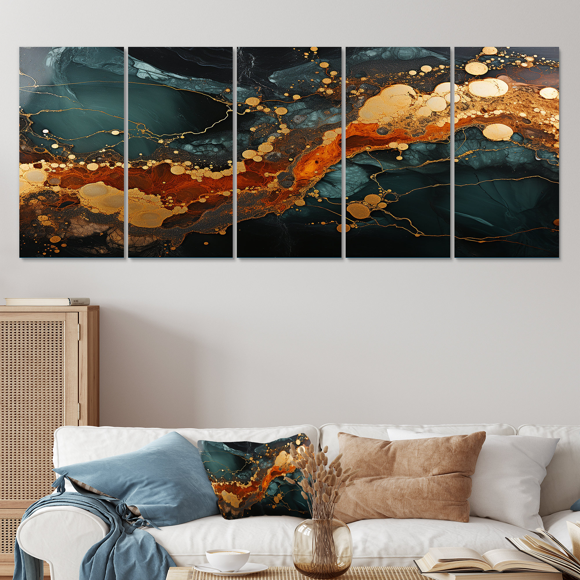 Mercer41 Gold And Green Serene Abstract Marble Dream III - Abstract ...