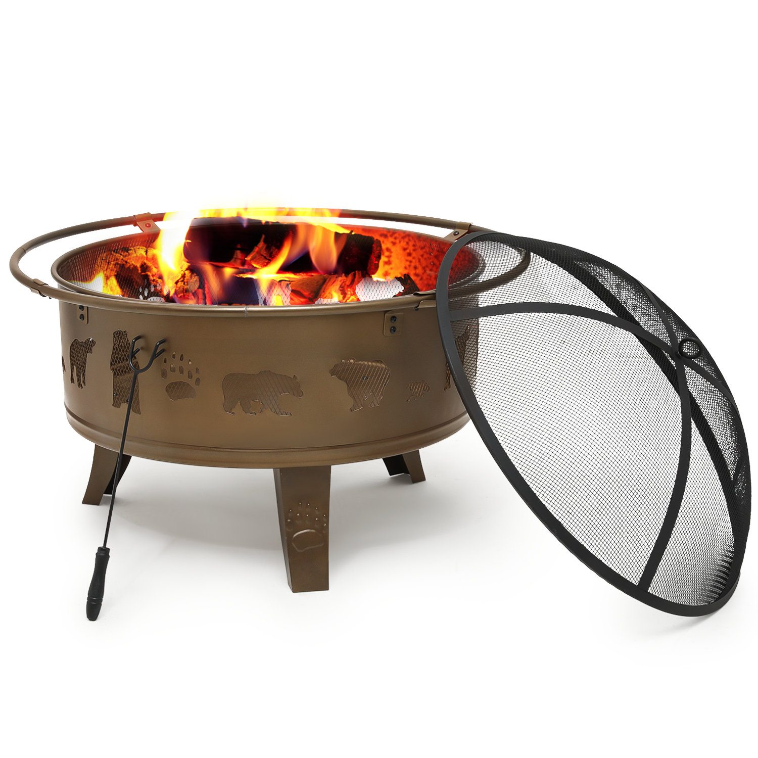Millwood Pines 23.5" H x 32" W Iron Wood Burning Outdoor Fire Pit with ...