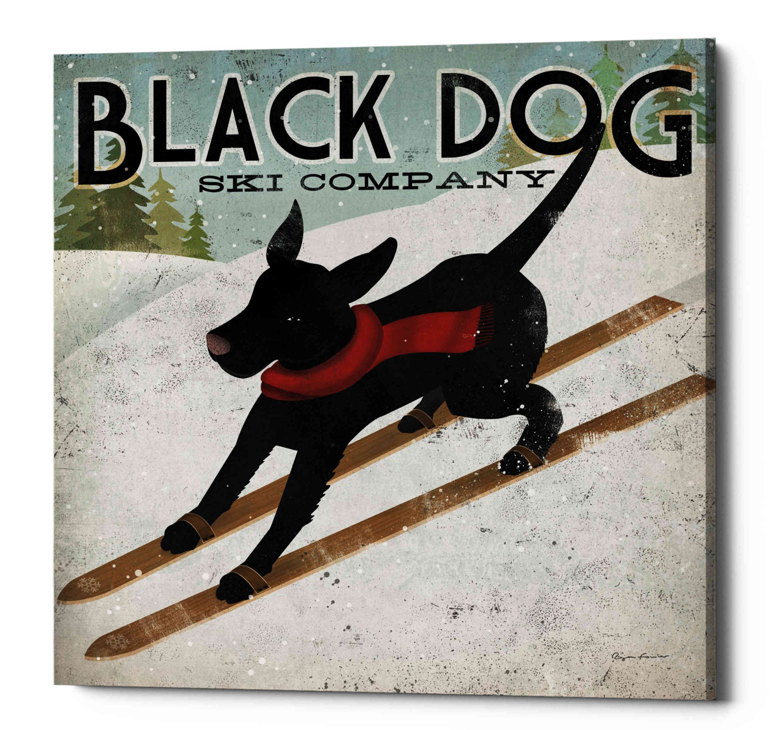 Trinx Dog Ski by Ryan Fowler - Wrapped Canvas Graphic Art Print | Wayfair
