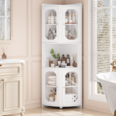 Red Barrel Studio® Zaviah Freestanding Corner Bathroom Cabinet ...