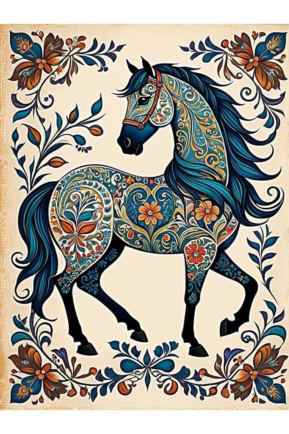 Dakota Fields Multicolor Mandala Pattern Horse Detail Woven Base ...