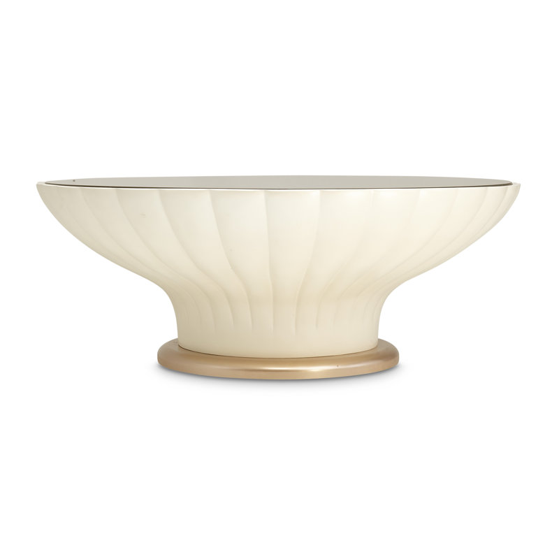 Michael Amini La Rachelle Scalloped Round Cocktail Table - Champagne ...