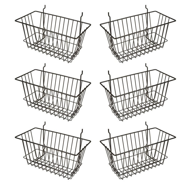 CAFMEB Set of 6 Black Multi-Fit Narrow Wire Baskets | For Slatwall ...
