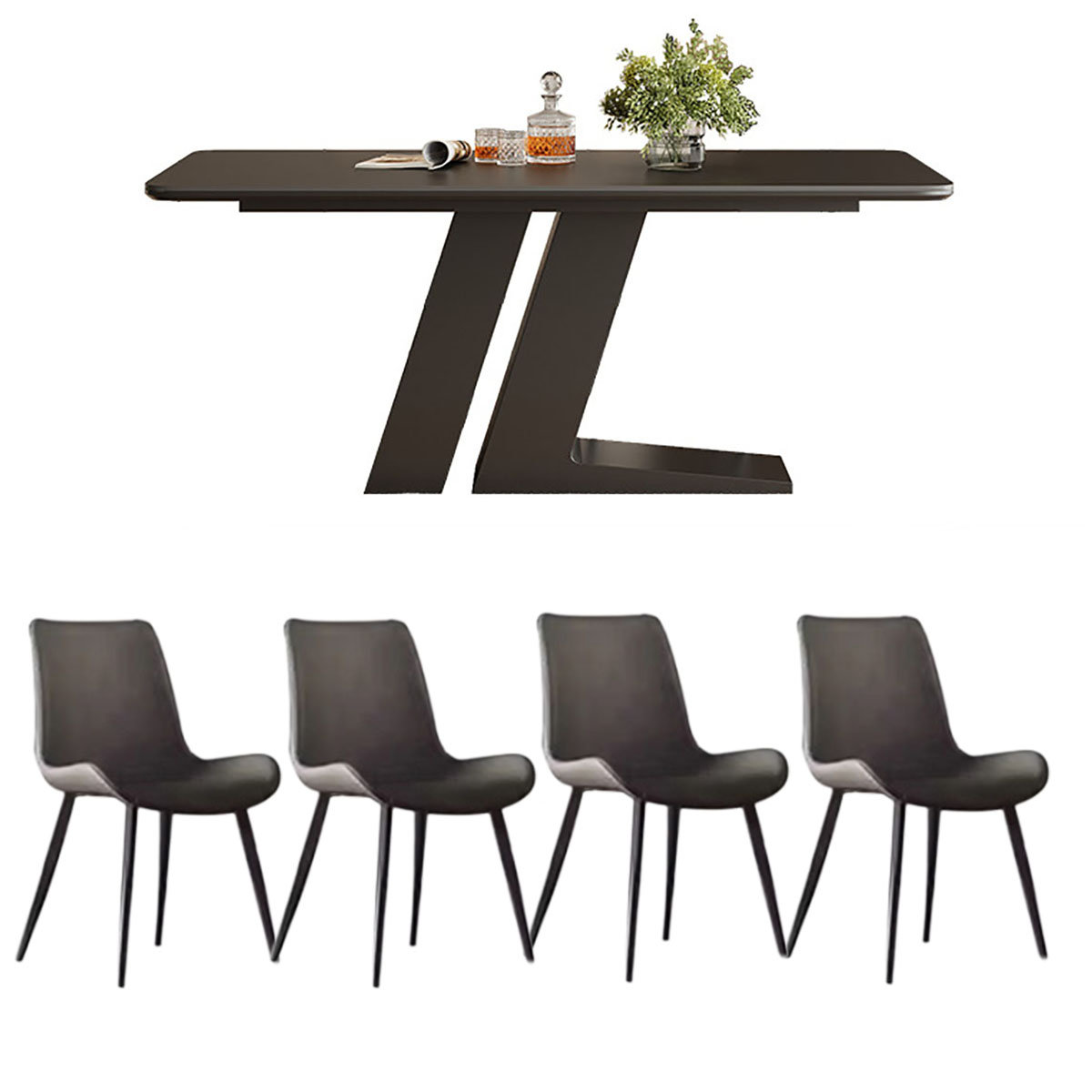 Corrigan Studio® Quintarius Modern Italian Black Stone Dining Table ...