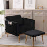 Mercer41 Queshaun Wide Velvet Chair And A Half and Ottoman Accent Chair ...
