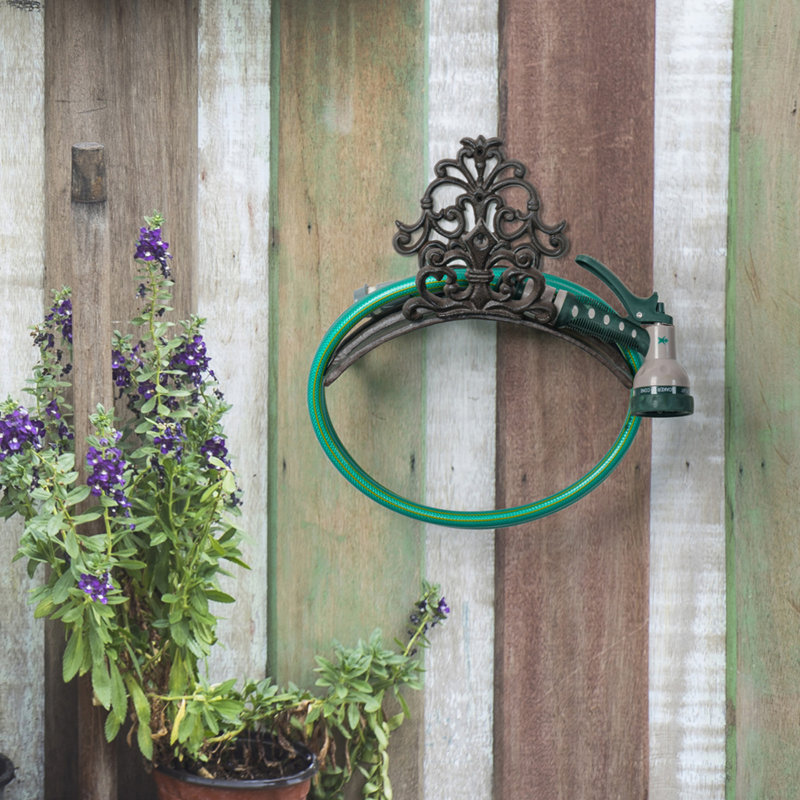 MyGift Decorative Iron Wall Garden Hose Holder | Wayfair