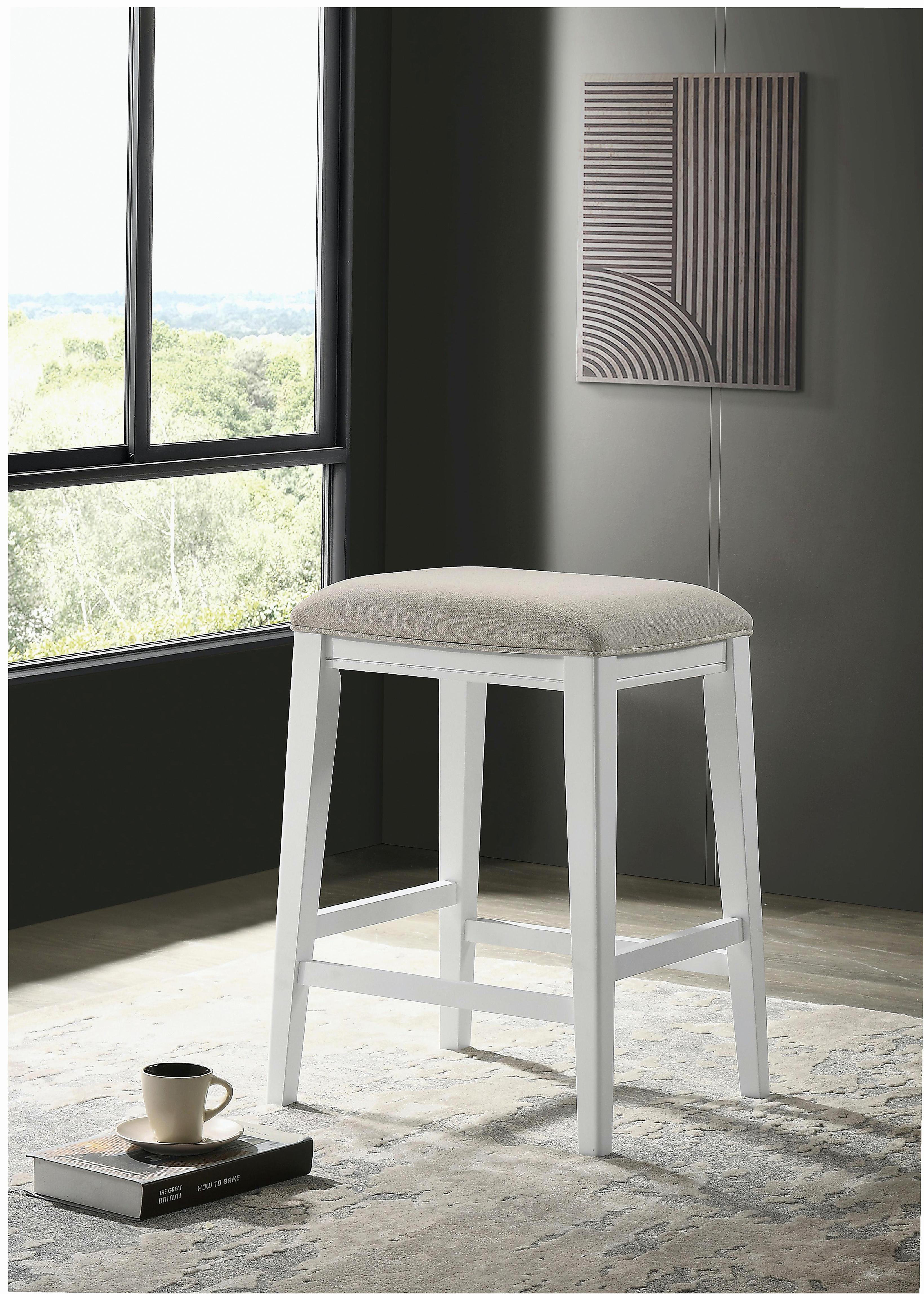 Red Barrel Studio® Sasha 17" White Bar Stool, with Fabric Seat | Wayfair