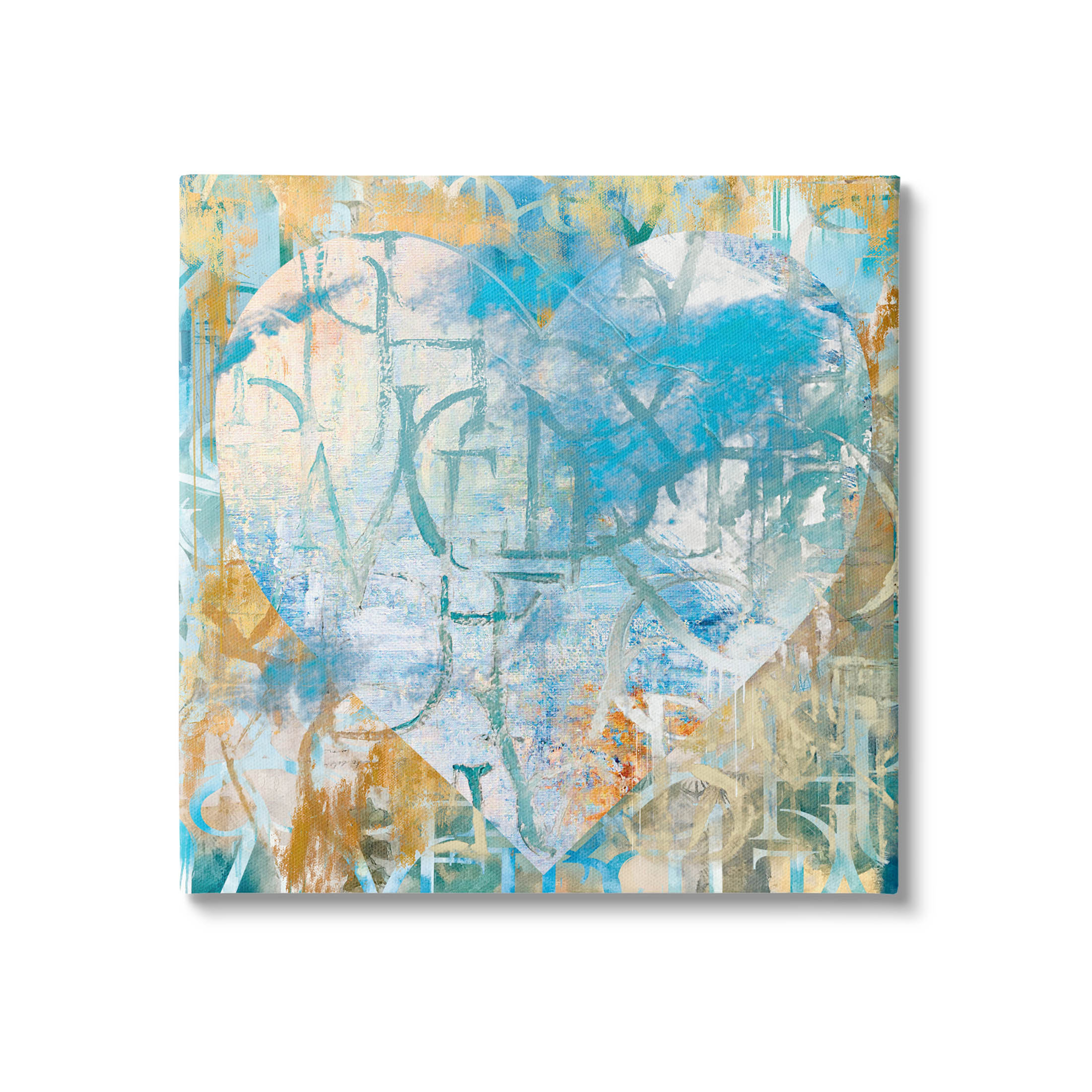 Stupell Industries Layered Typography Heart Shape Canvas Wall Art By ...