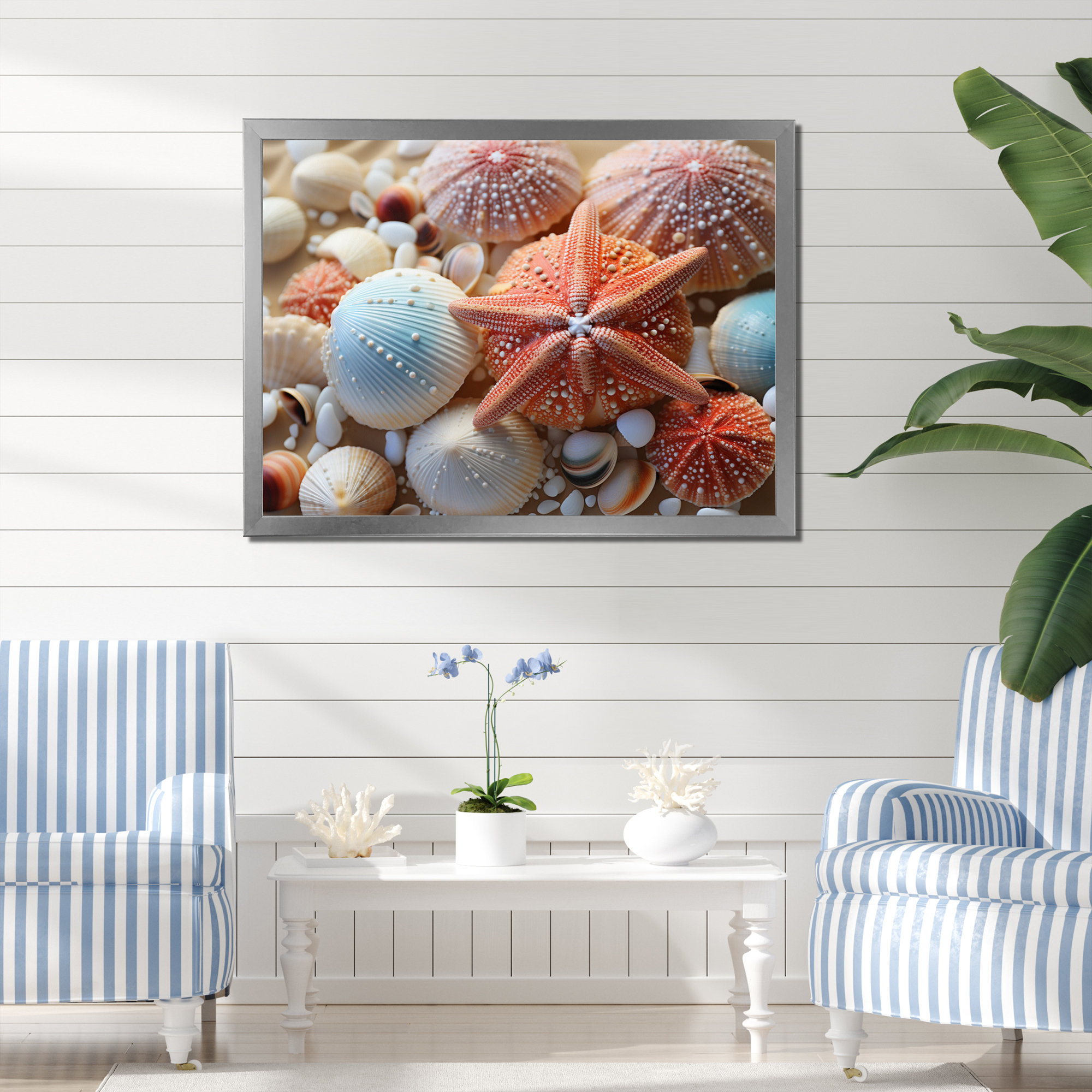 Highland Dunes Beach Photo Seashell Collage VII Framed On Canvas Print ...