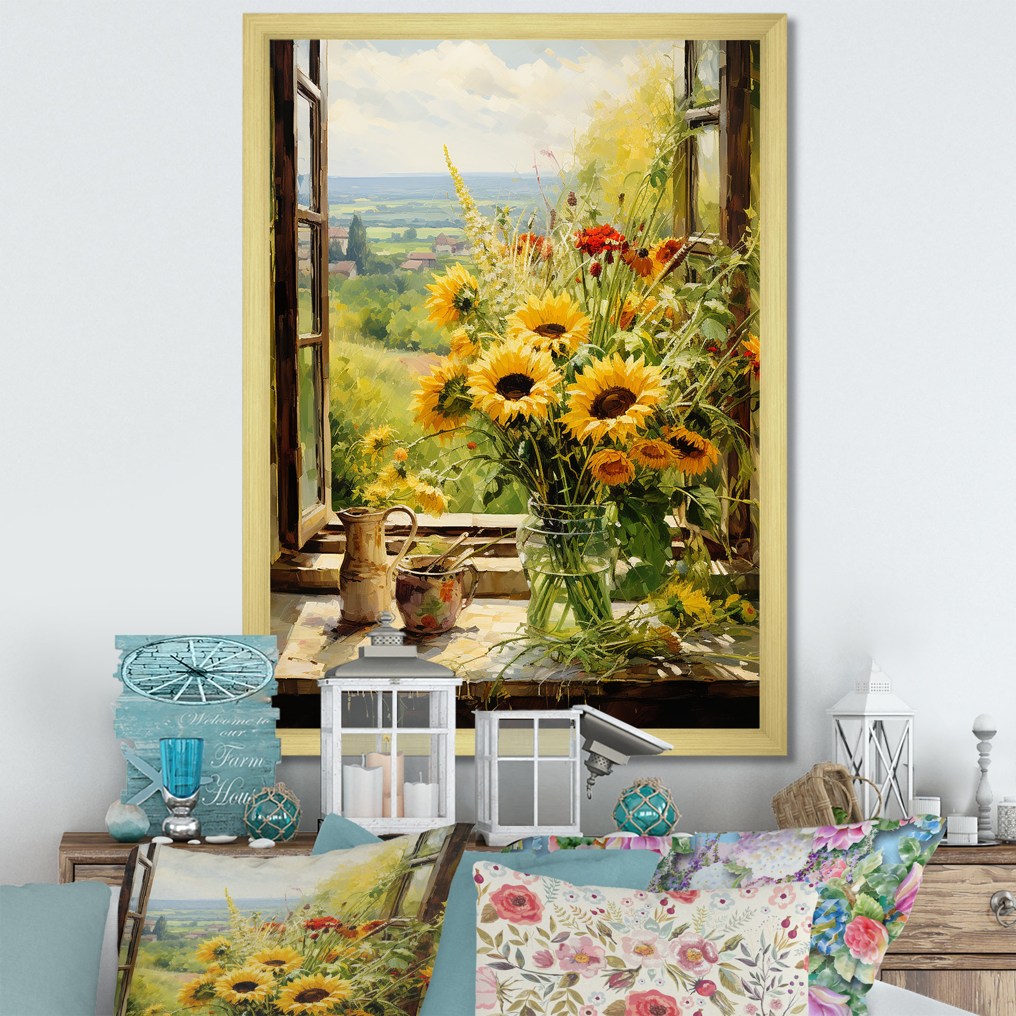 Gracie Oaks Harvest Floral Gaze Farm Windows II - Farmhouse Windows ...