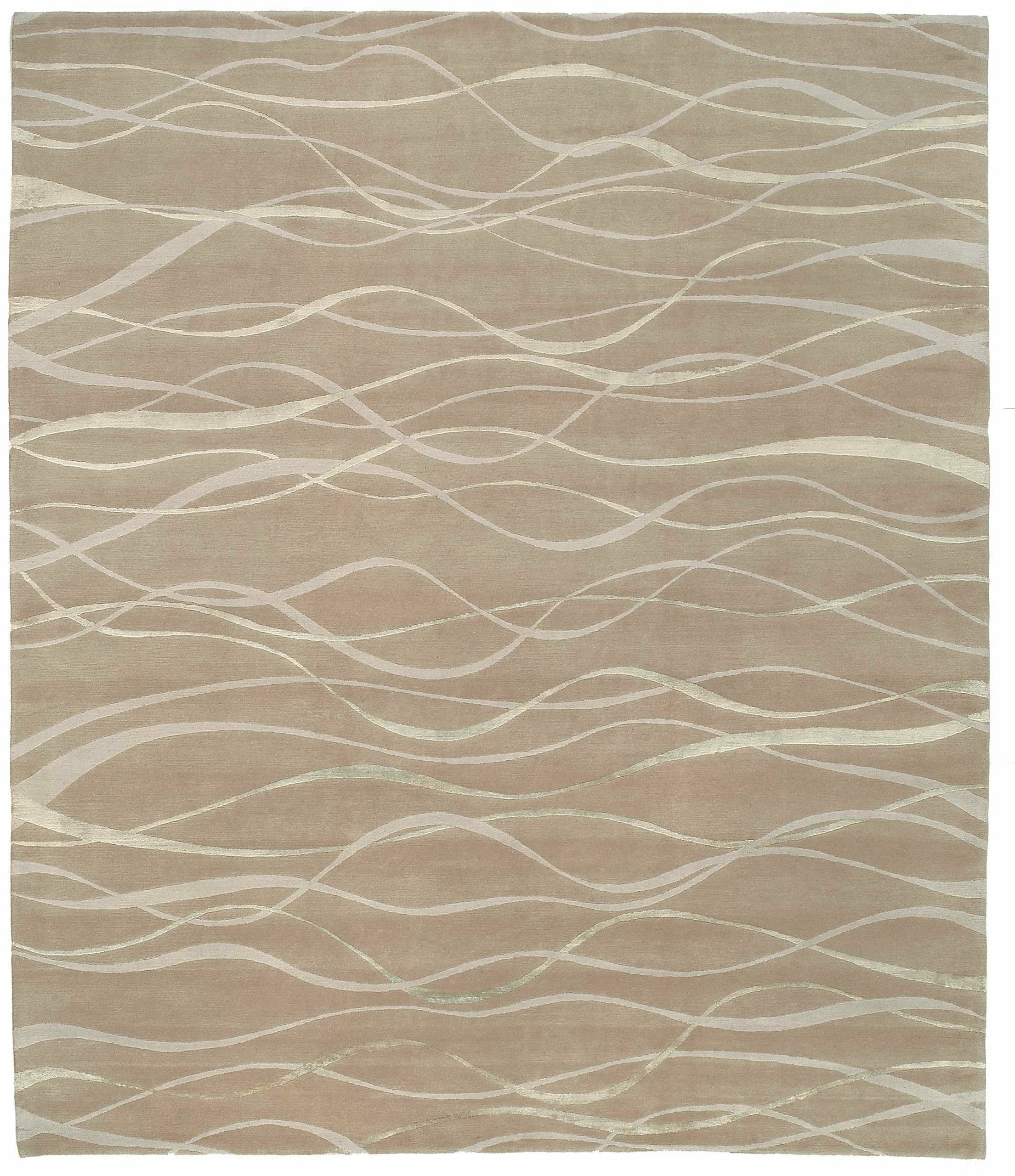 Tufenkian Ripple Shadow Abstract Hand-Knotted Beige/Neutral Area Rug ...