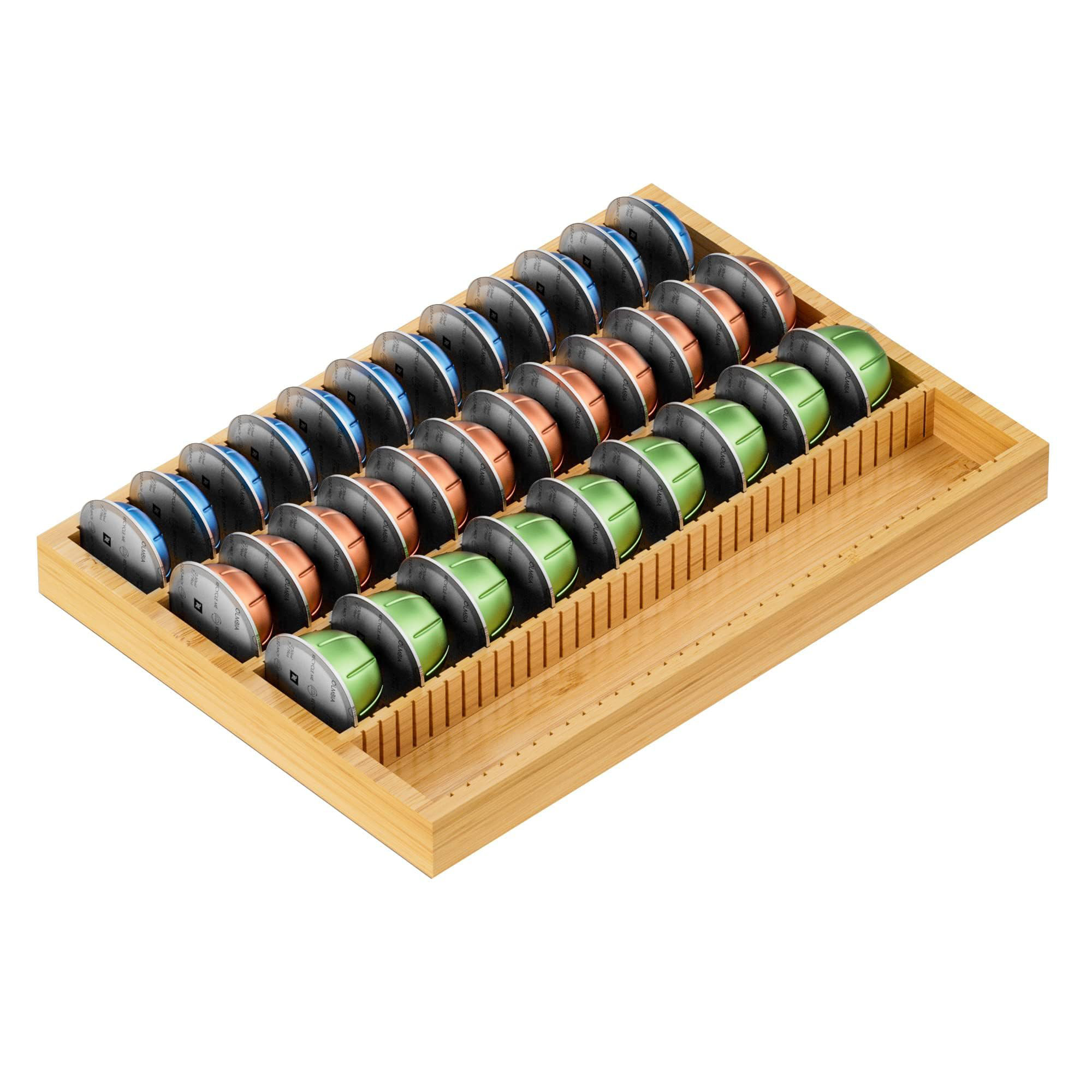 LEERWEI Bamboo Coffee Pod Storage Holder Drawer Insert For Counter ...