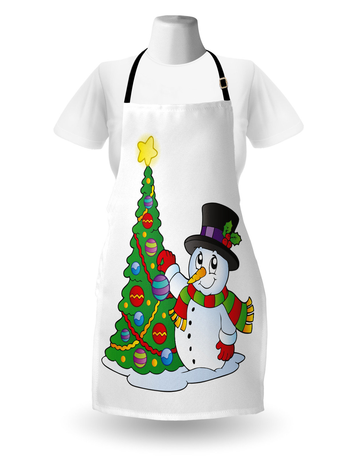 The Holiday Aisle® Snowman Apron Unisex, Xmas Tree Winter, Adult Size ...