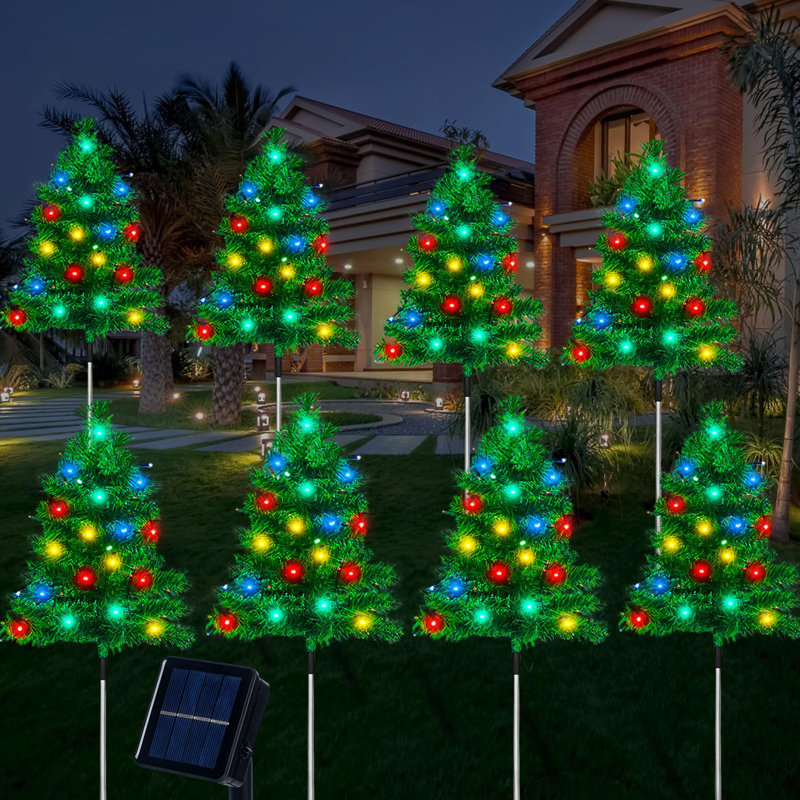 Zeki Shoggy 8-Pack Solar Outdoor Christmas Trees With 160 C6 Multi ...