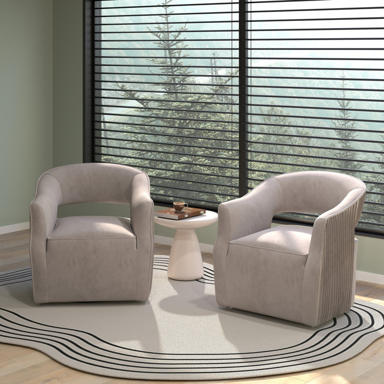 Mercer41 Fumiyo Velvet Swivel Barrel Chair | Wayfair