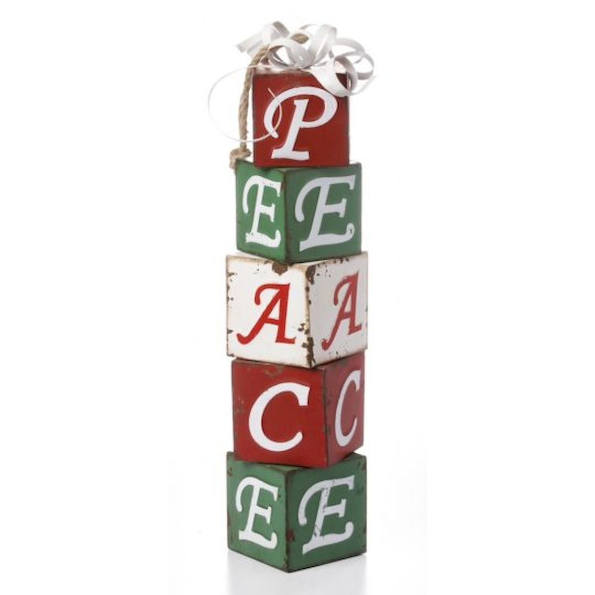 The Holiday Aisle® Stacked Metal Gift Blocks Spelling Peace | Wayfair