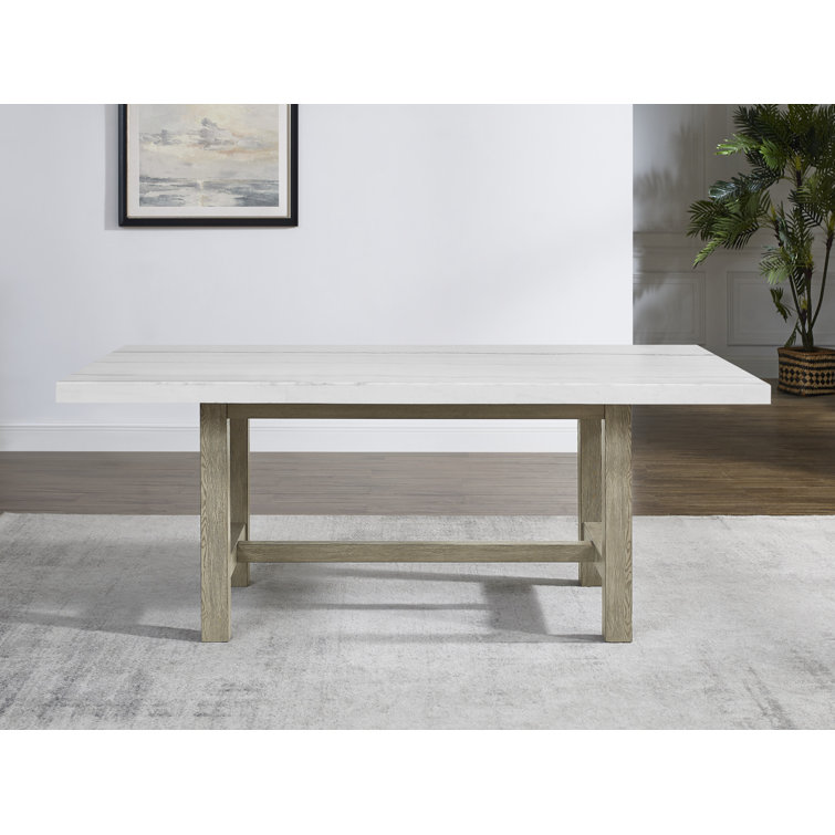 Lark Manor Amaryon Marble Top Solid Wood Base Dining Table | Wayfair