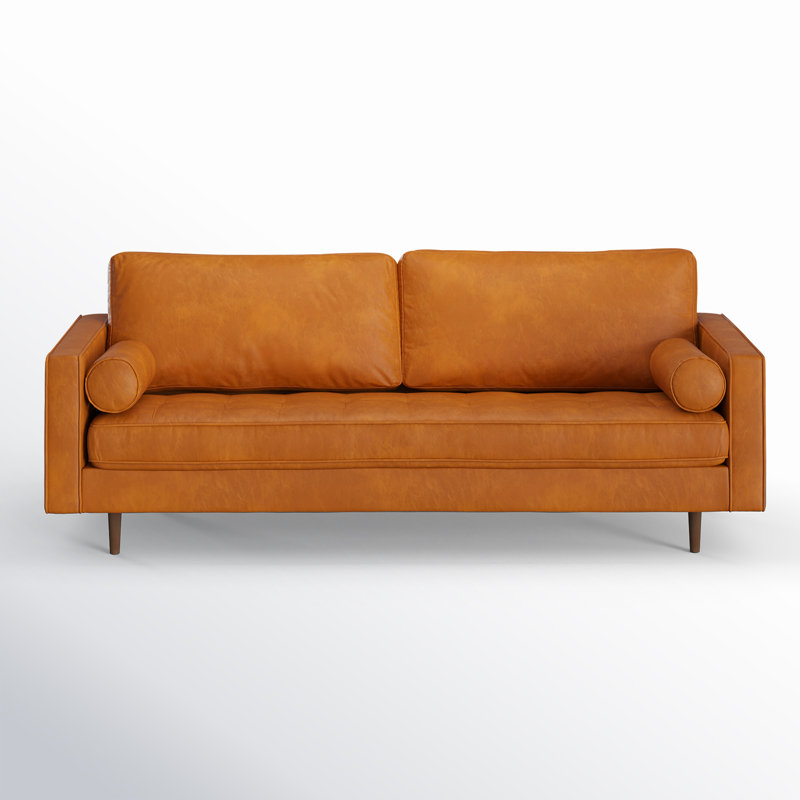 AllModern Geo 84 inch Genuine Leather Sofa & Reviews | Wayfair