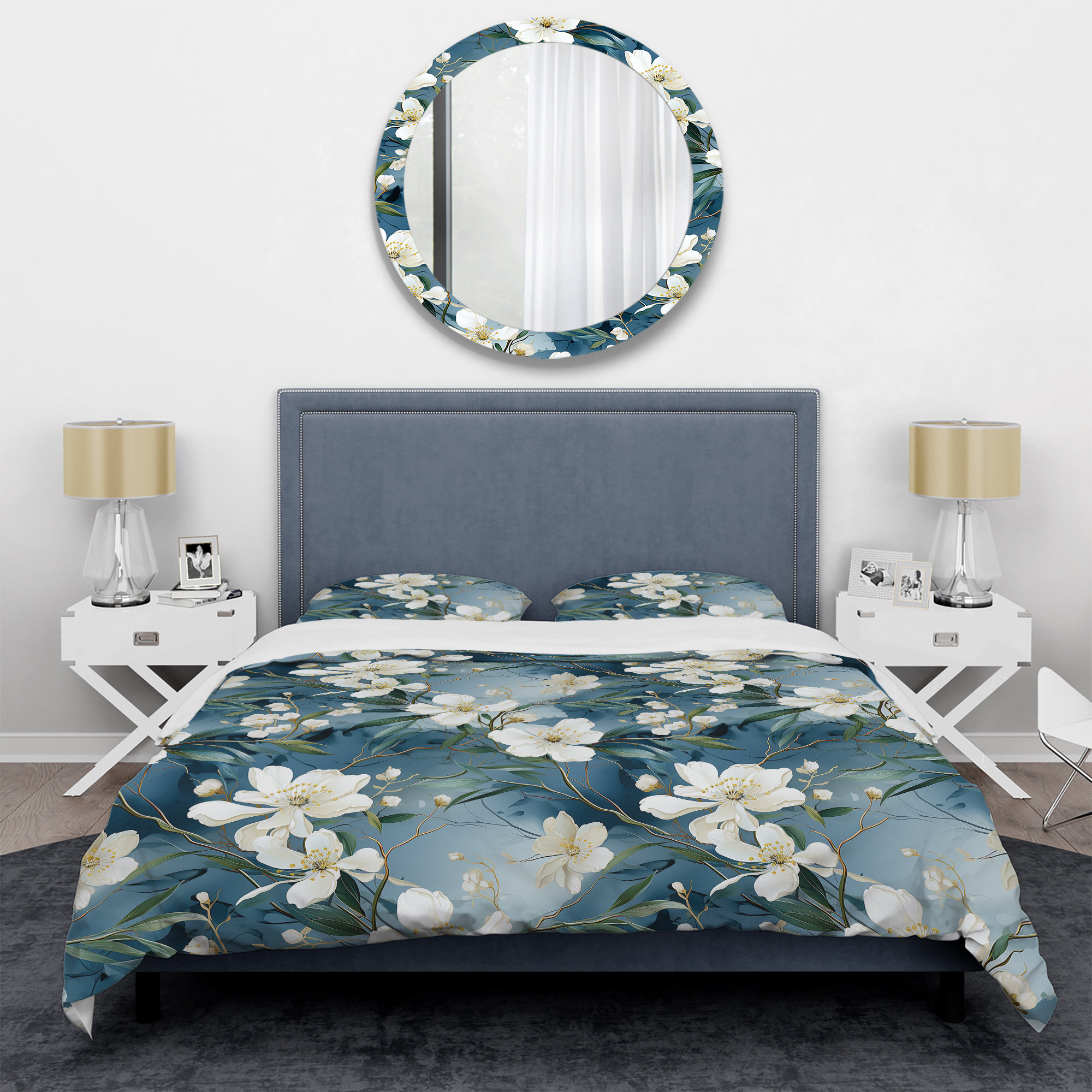 Design Art Huzefa Magnolias Vein White And Blue Marble Pattern - Marble ...