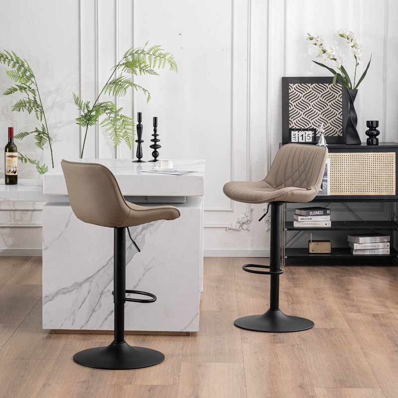 Hokku Designs Zager Swivel Adjustable Height Bar Stools, Leather ...