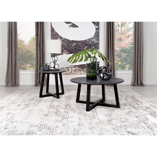Ivy Bronx Hamburg 2-Piece Smarttop Coffee And End Table Set Black | Wayfair