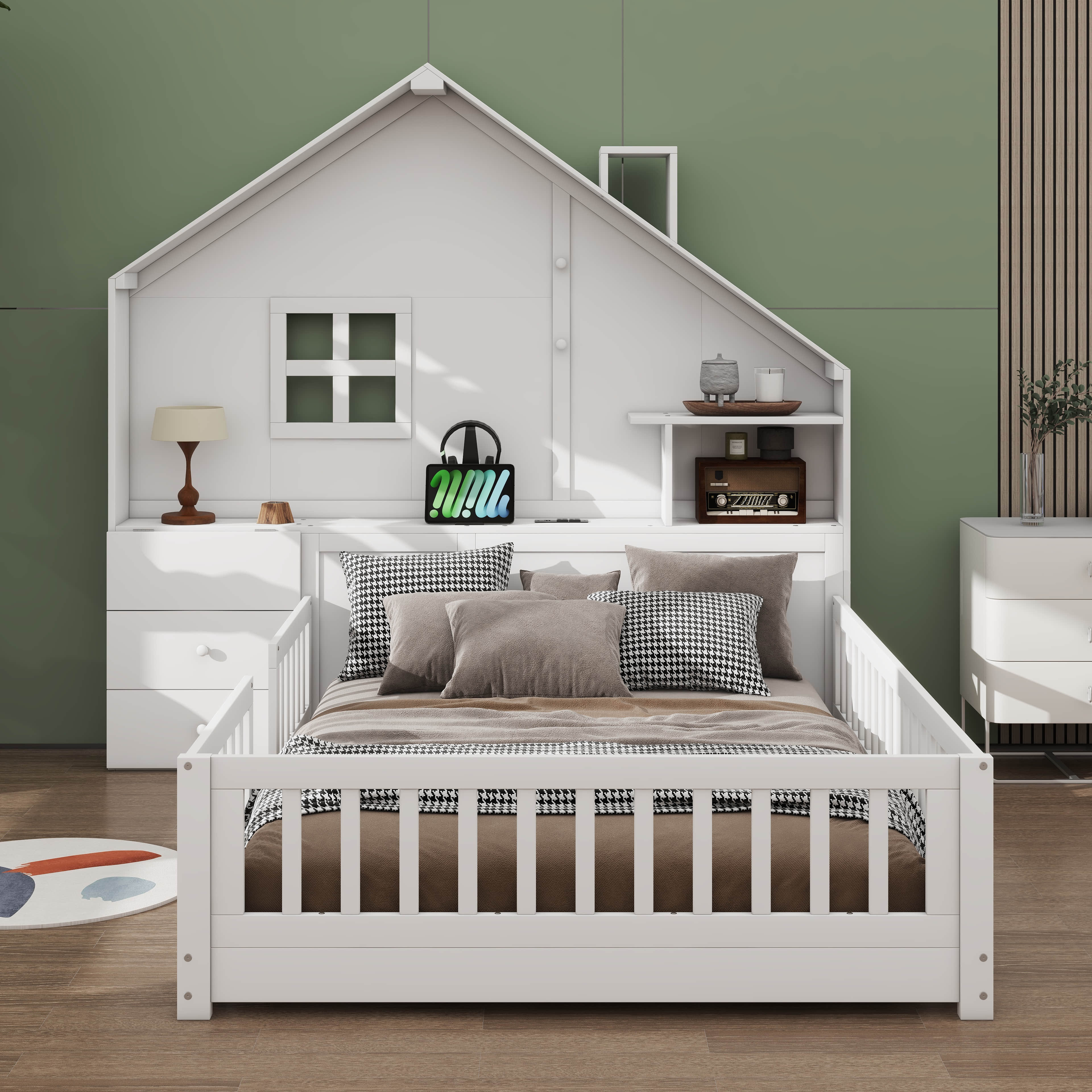 Harper Orchard A Full-Sized House Bed With A Window And Bedside Drawers ...