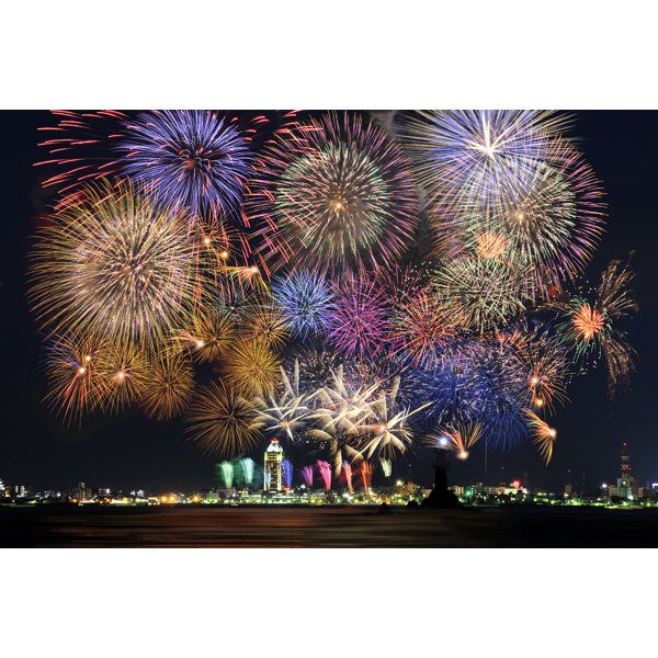 Ebern Designs Masaka Fireworks On Canvas by Marucyan Print - Wayfair Canada