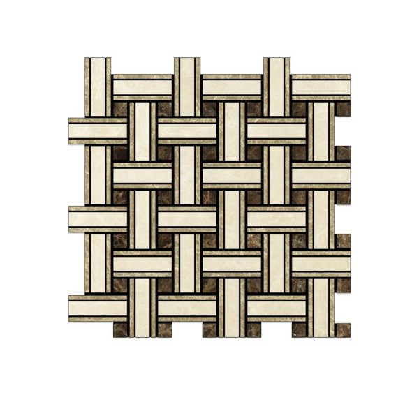Nesttile Noble Triple View Polished 12" x 12" Marble Basketweave Mosaic ...