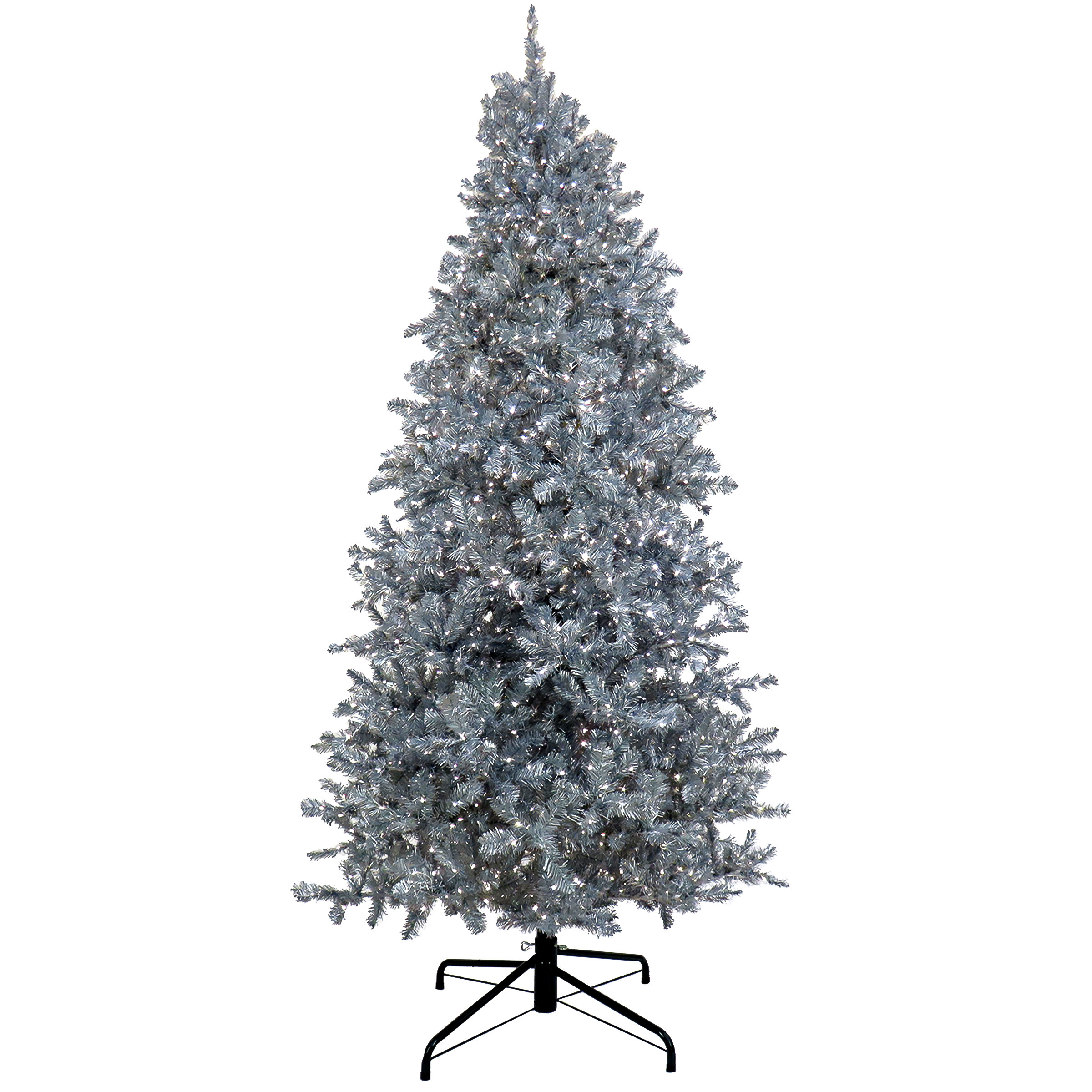 The Holiday Aisle® Pre-Lit Christmas Matte Silver Metallic Tree | Wayfair