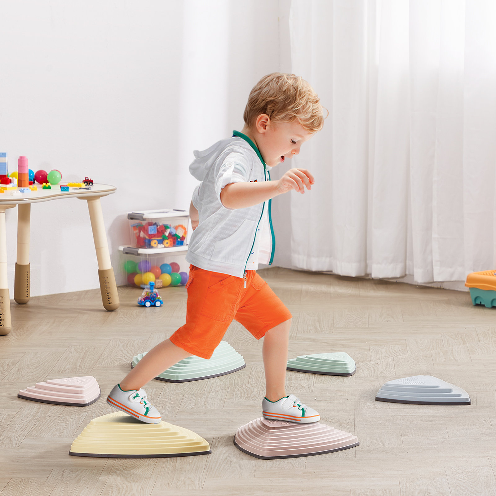 VEVOR Kids Balance Stepping Stones Sensory Obstacle Course 6 PCS ...
