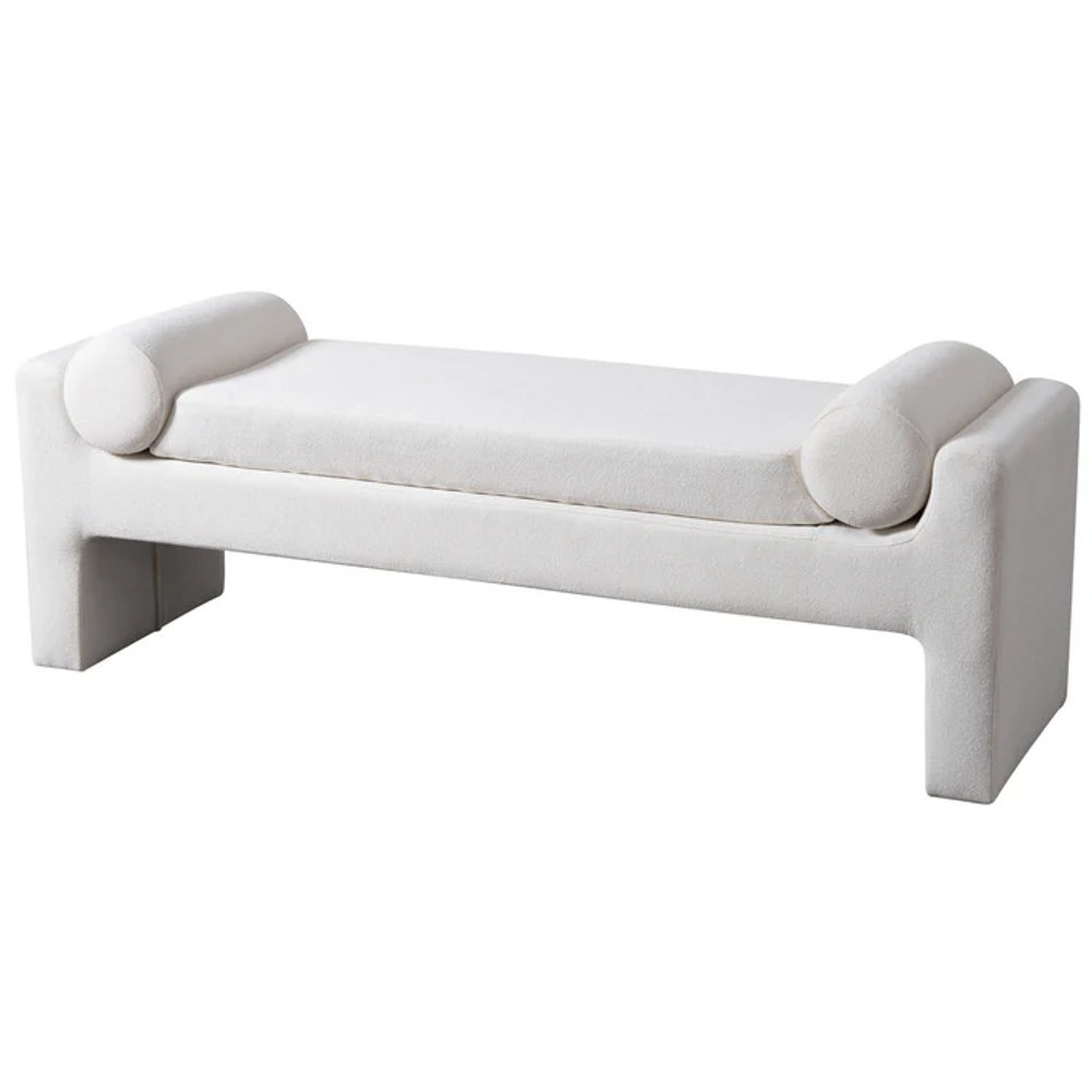 Hokku Designs Camden Bench in White Boucle | Wayfair