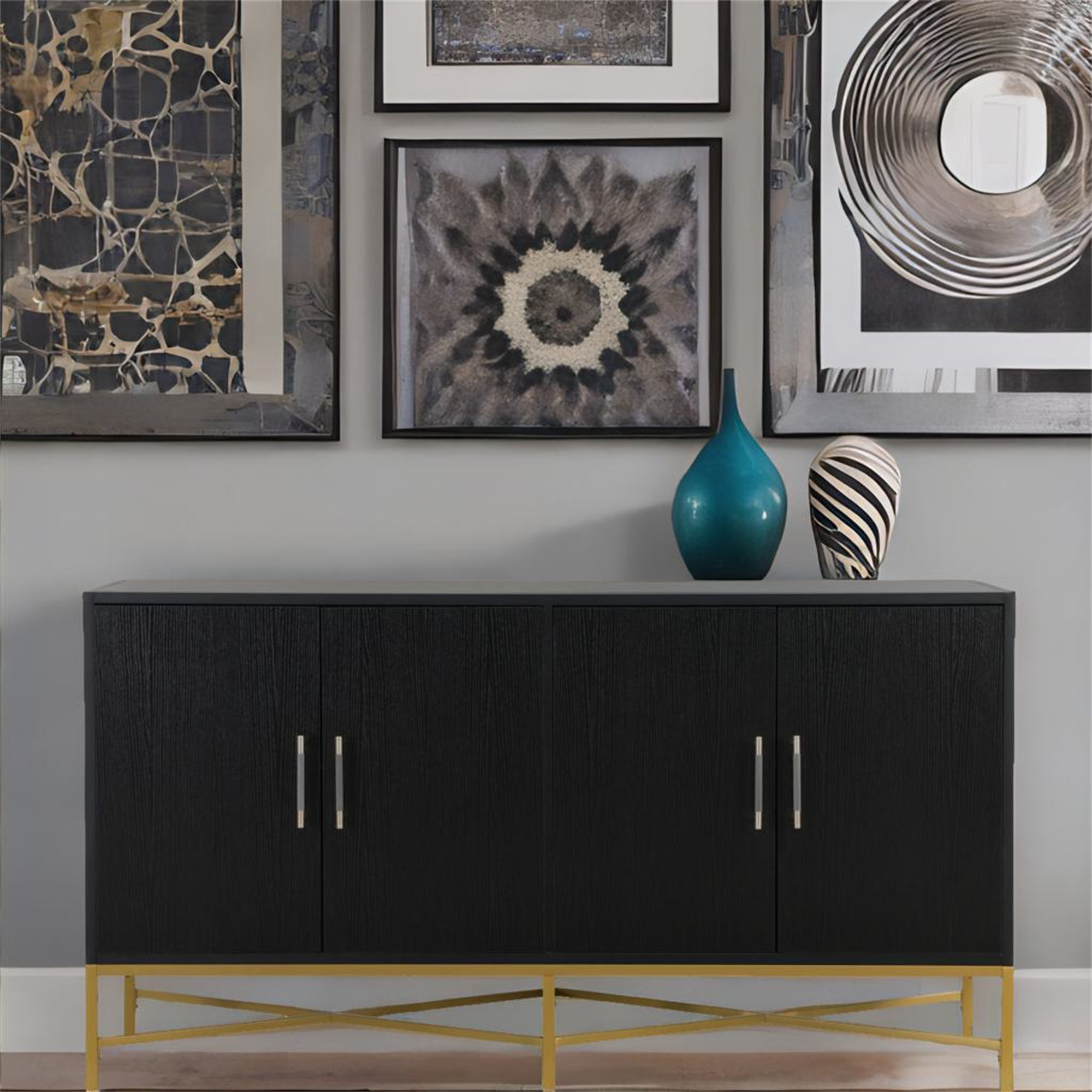 Mercer41 Four-door Sideboard With Metal And Cross-leg - Wayfair Canada