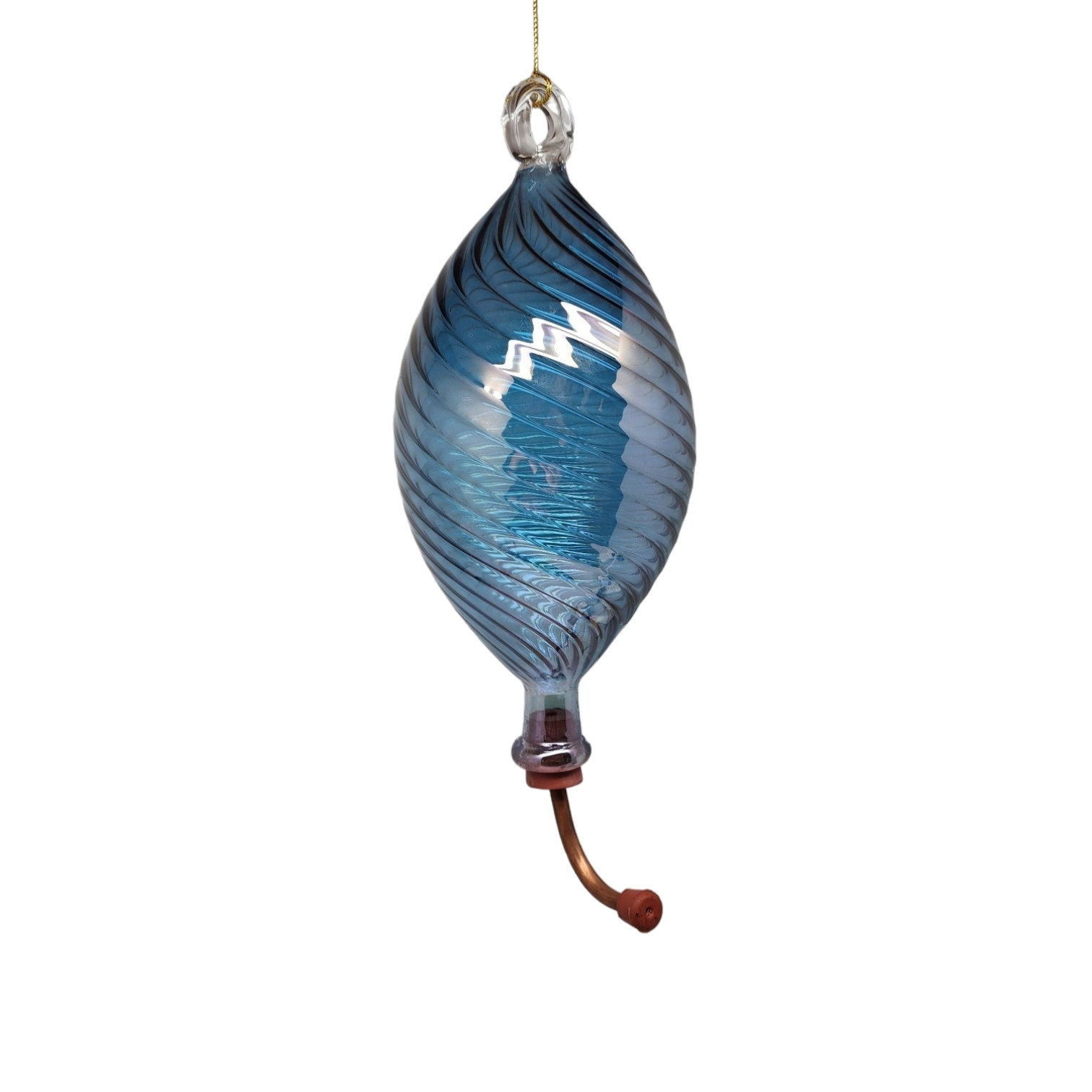 Egyptian Museum Blown Egyptian Glass Hummingbird Feeder - Blue | Wayfair