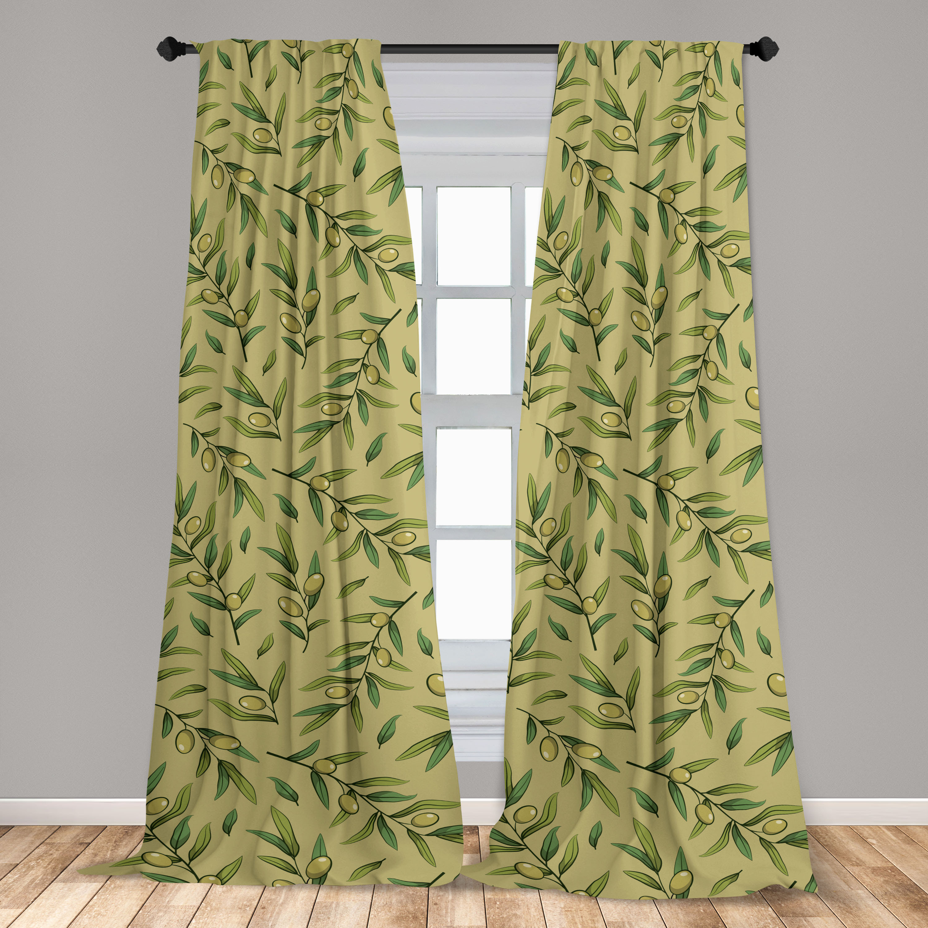 East Urban Home Botanical Curtains Summer Pattern of Leaves Pair of ...