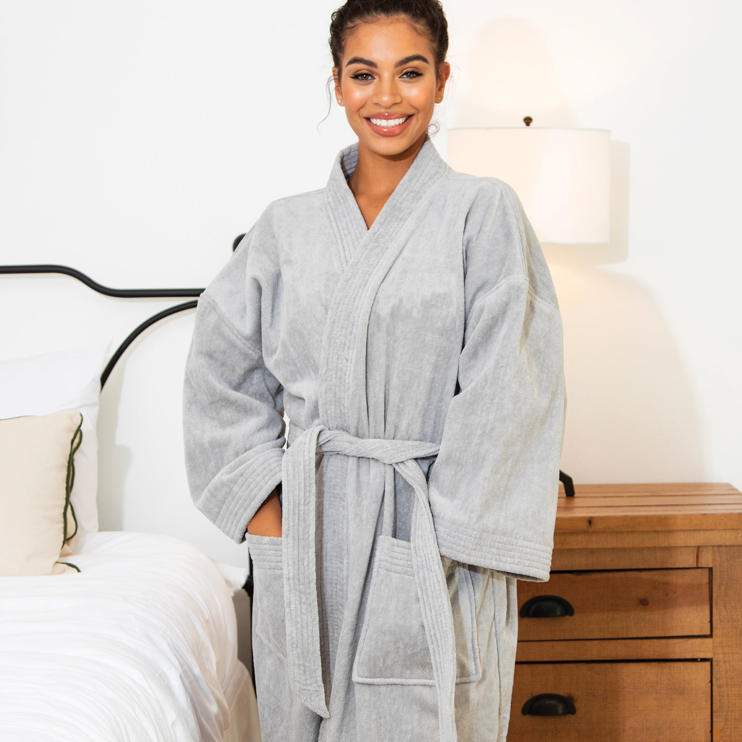 Terry Town 100% Cotton Gender Neutral Velour Bathrobe with Pockets ...