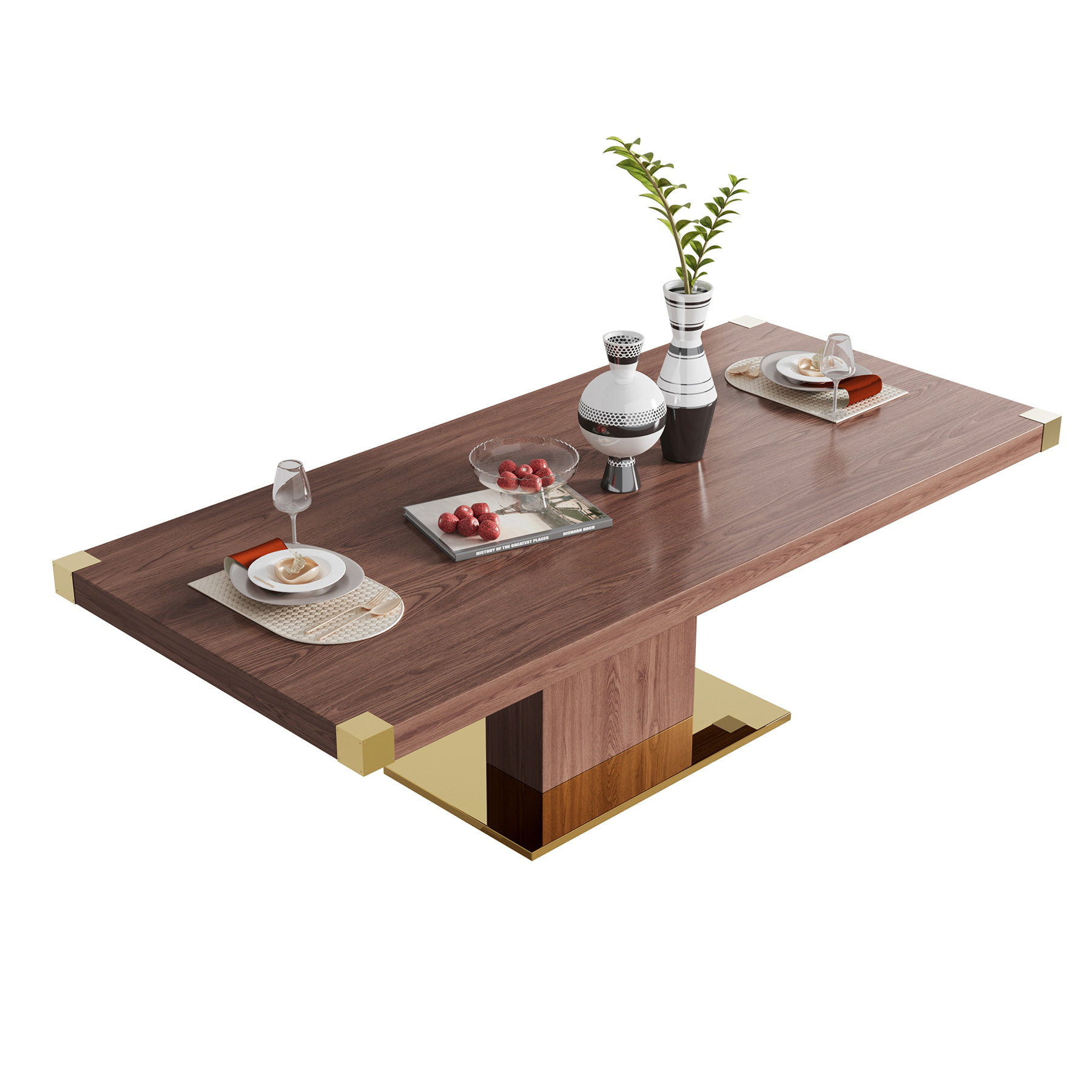 Red Barrel Studio® MDF Top Dining Table with Gold Finish Corner | Wayfair